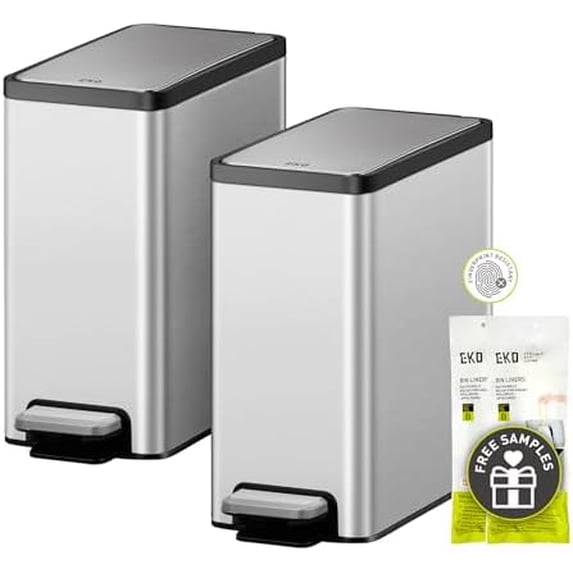 2 Pack Small Bathroom Trash Can with Lid Soft Close, Step Pedal, 6 ...