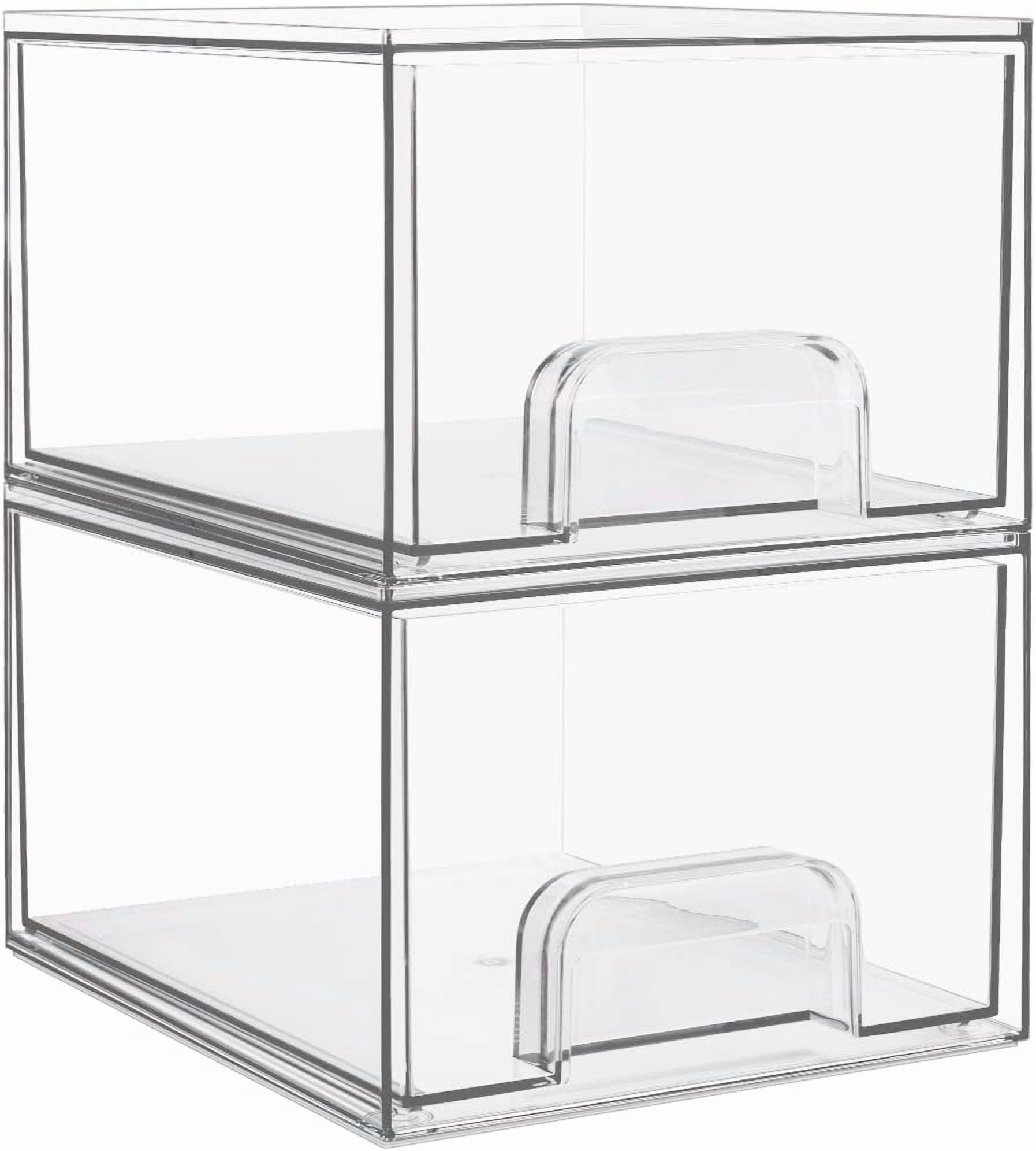 2 Pack Small Clear Stackable Storage Drawers,Acrylic Bathroom Makeup ...