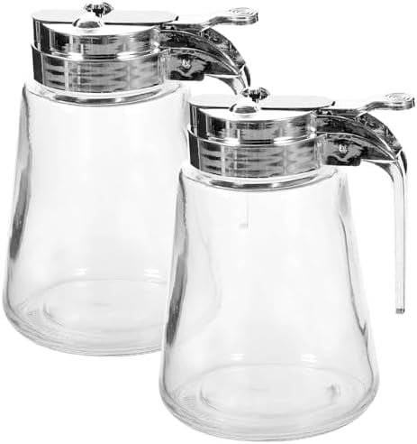 2 Pack Small Condiment Dispenser Syrup Glass Dispensers with Stainless ...