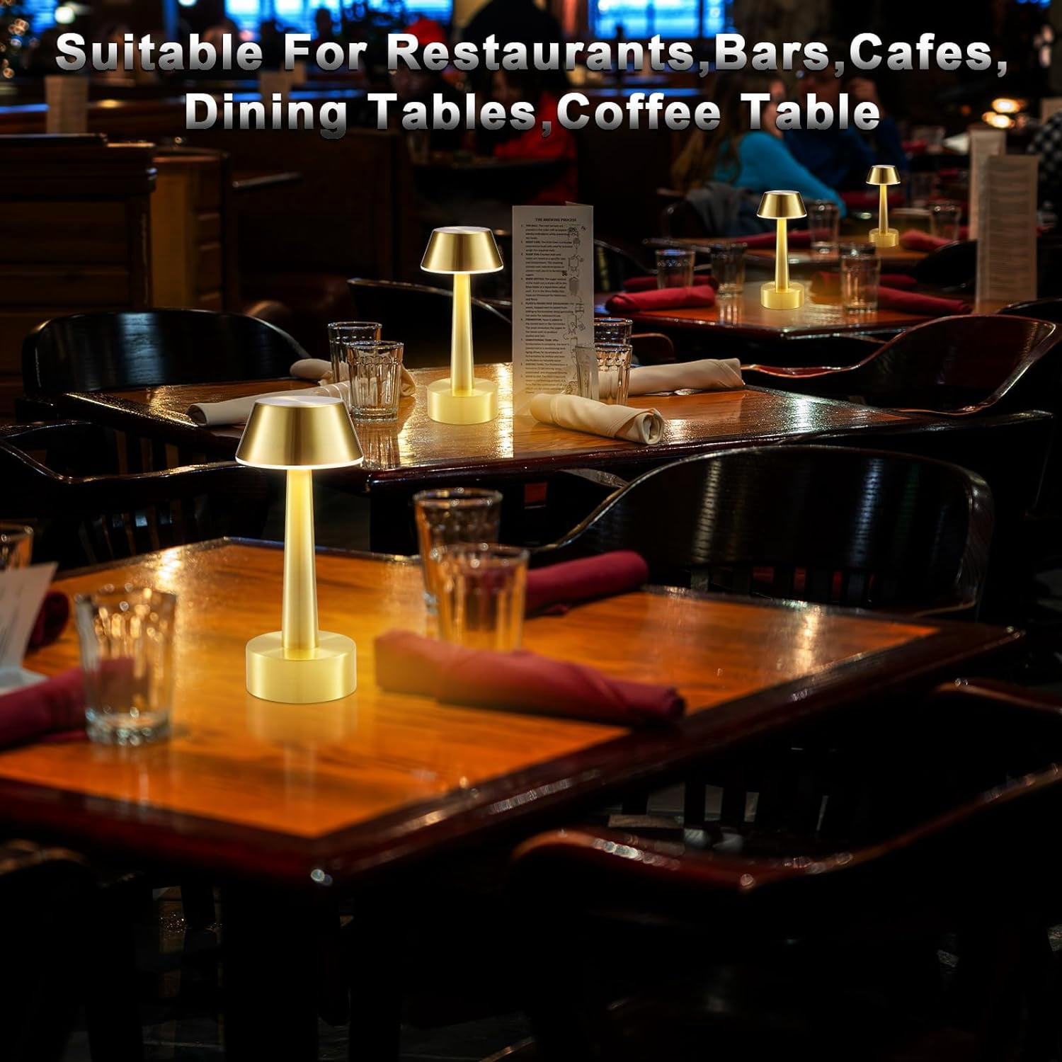 2 Pack Small Cordless Table Lamp, Battery Operated Gold Lamp for ...