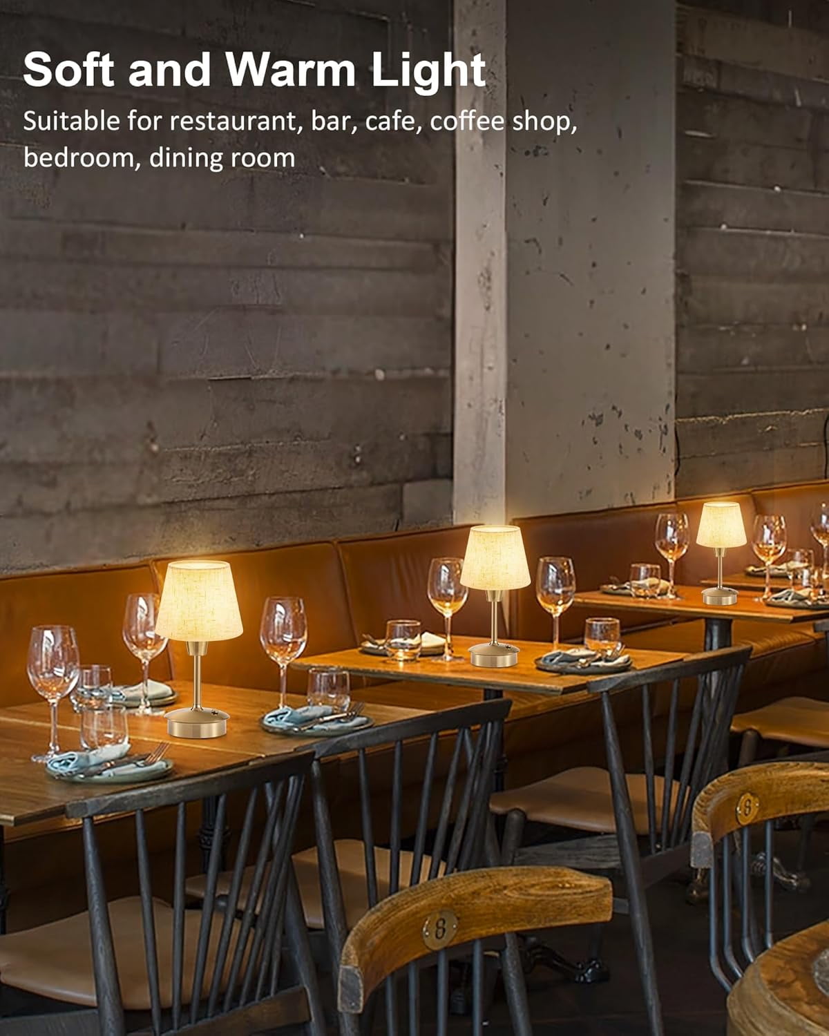 2 Pack Small Cordless Table Lamp for Restaurant Dinner Table, 5200mAh ...