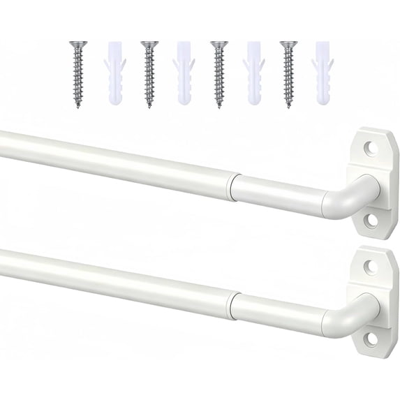 2 Pack Small Curtain Rods Adjustable 18-32 Inch, White Sash Rod for ...