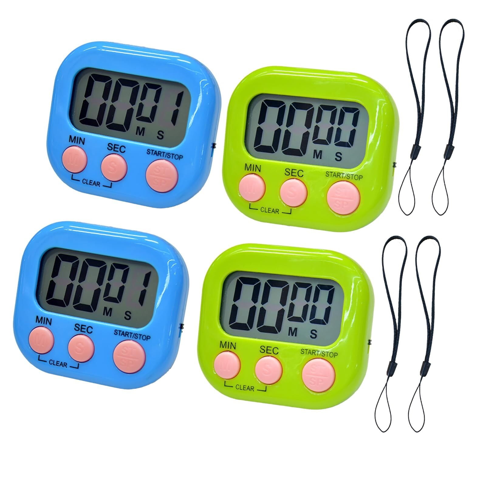 2 Pack Small Digital Kitchen Timer Magnetic Back and On/Off, Classroom Timers for Teachers Kids ...