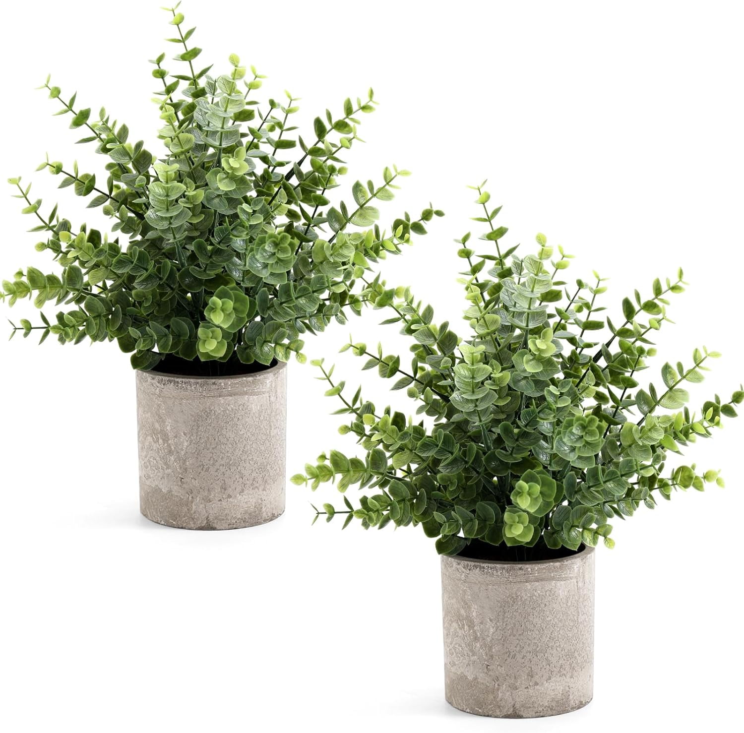 2 Pack Small Fake Greenery 14" Euc Planterted Artificial Greenery for Shelf Desk Home Decor ...