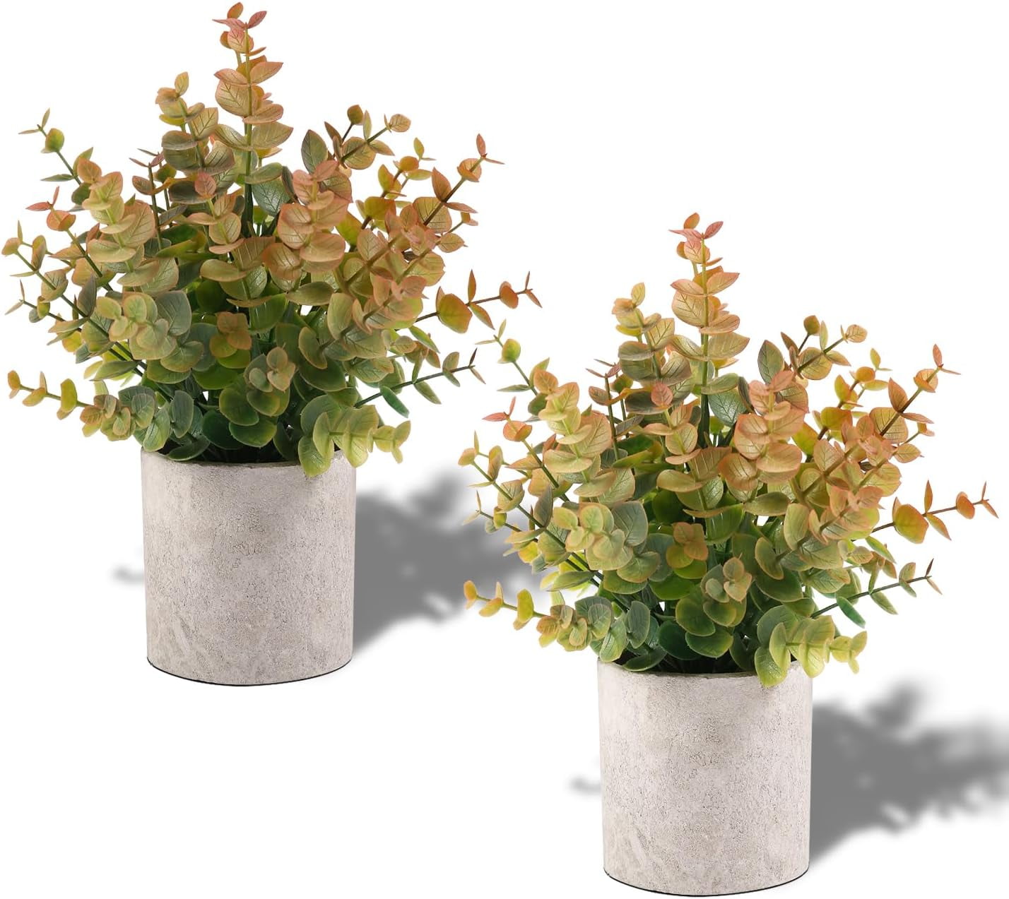 2 Pack Small Fake Plants Autumn Eucalyptus Potted Artificial Plants for ...