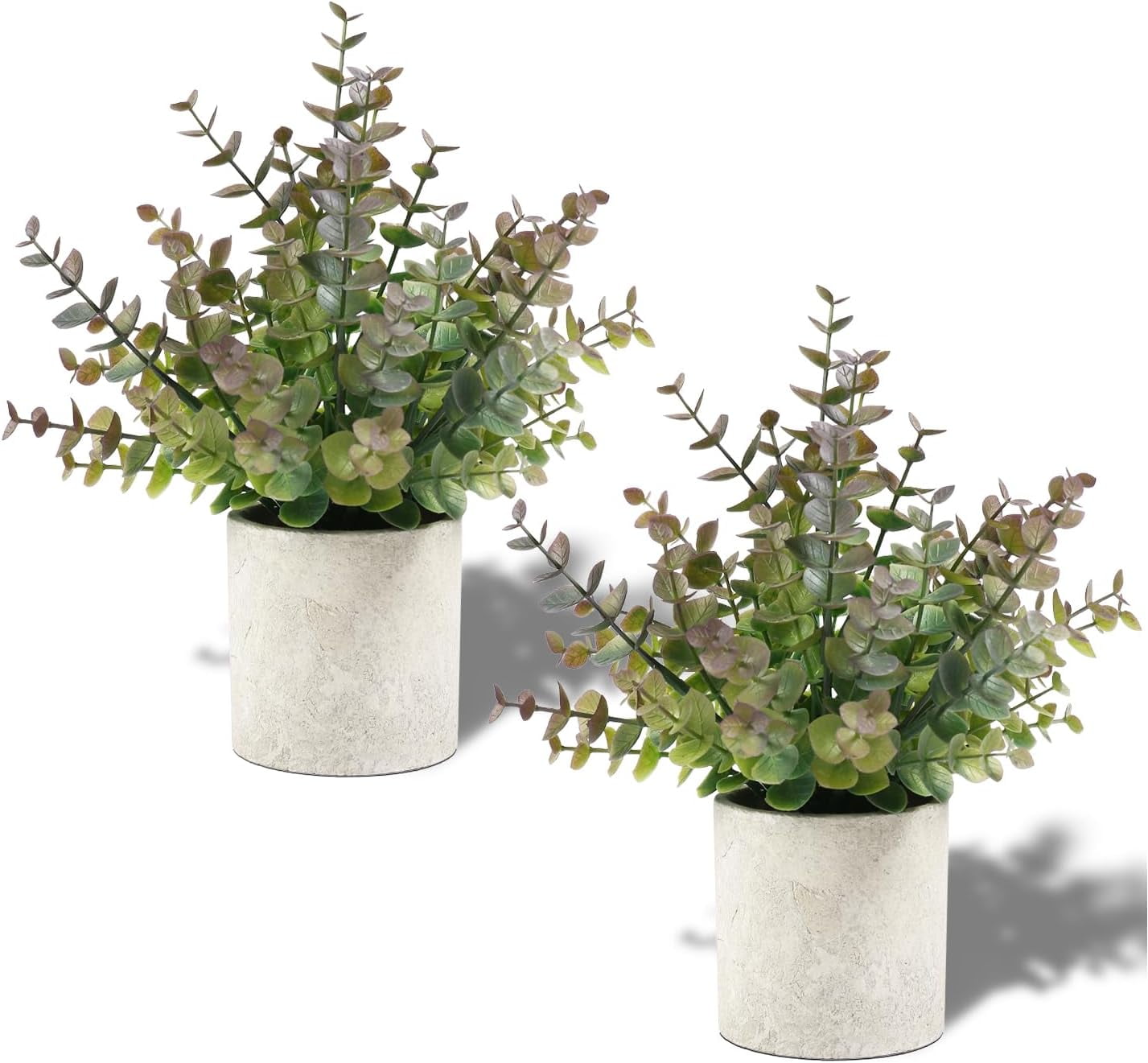 2 Pack Small Fake Plants Christmas Plants Eucalyptus Potted Artificial ...