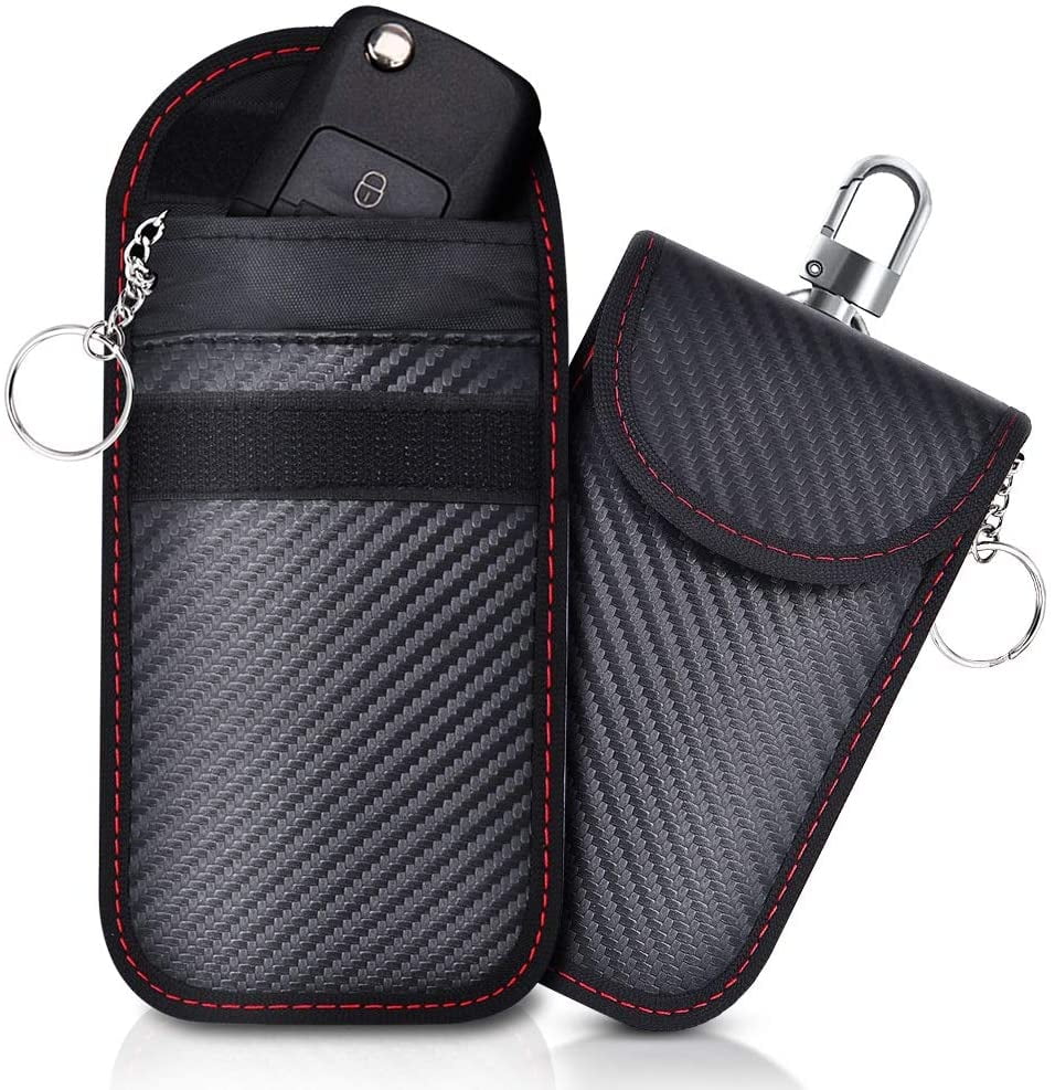 2 Pack Small Faraday Pouch with Hook Securing Keyring, RFID Signal ...