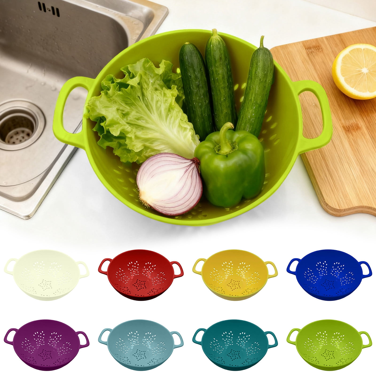 2 Pack Small Kitchen Colander, Mini Plastic Strainer Bowl for Washing ...