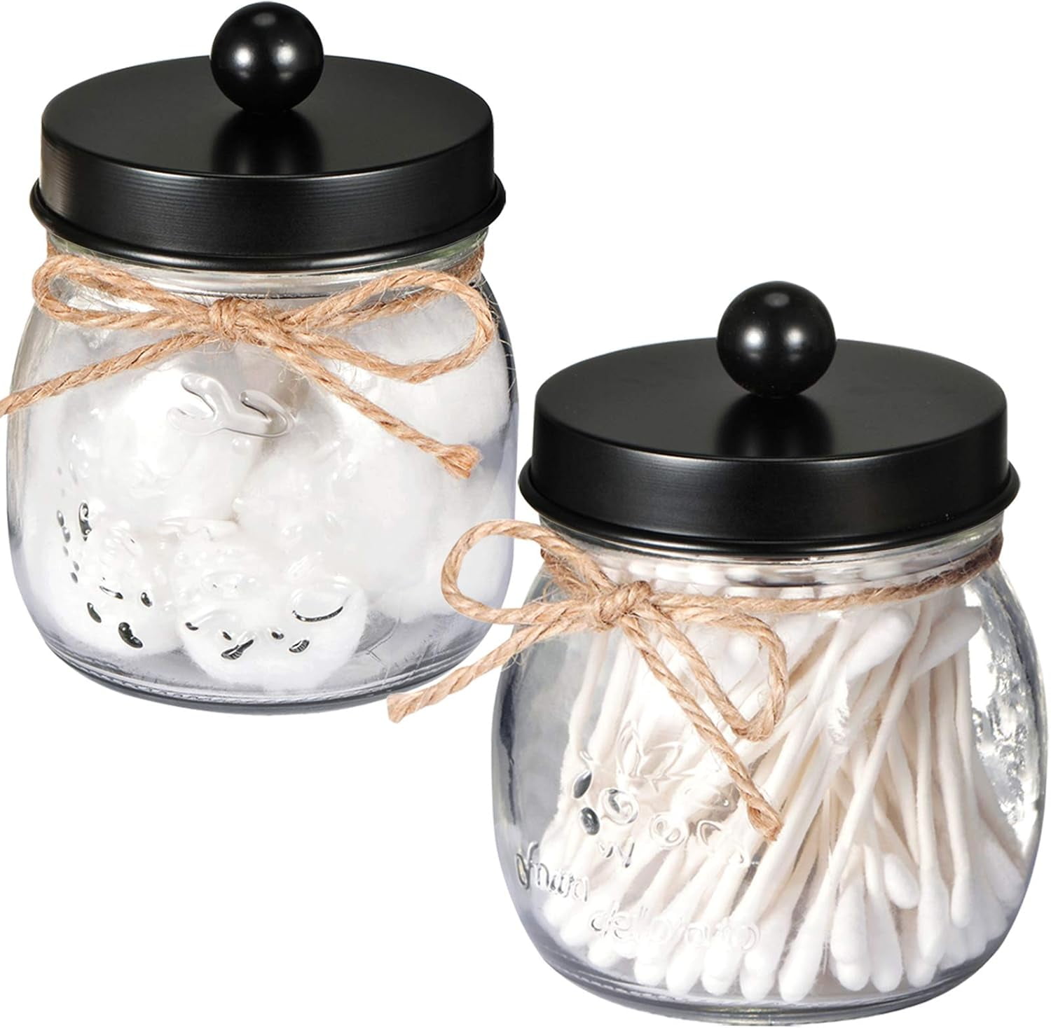 2 Pack Small Mason Jars Qtip Holders, Bathroom Shelf Decor, Guest ...