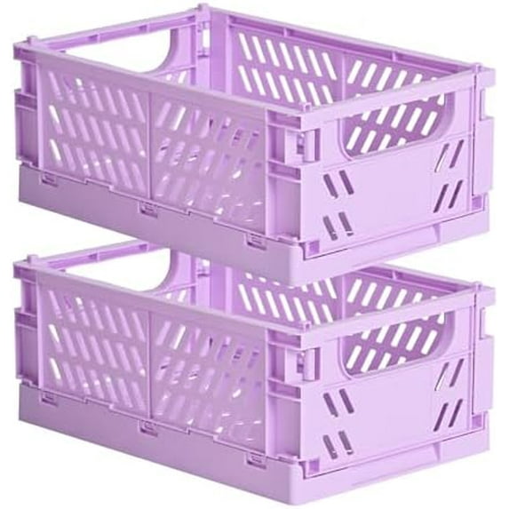 2-Pack Small Pastel Plastic Storage Baskets, Collapsible Crates for ...