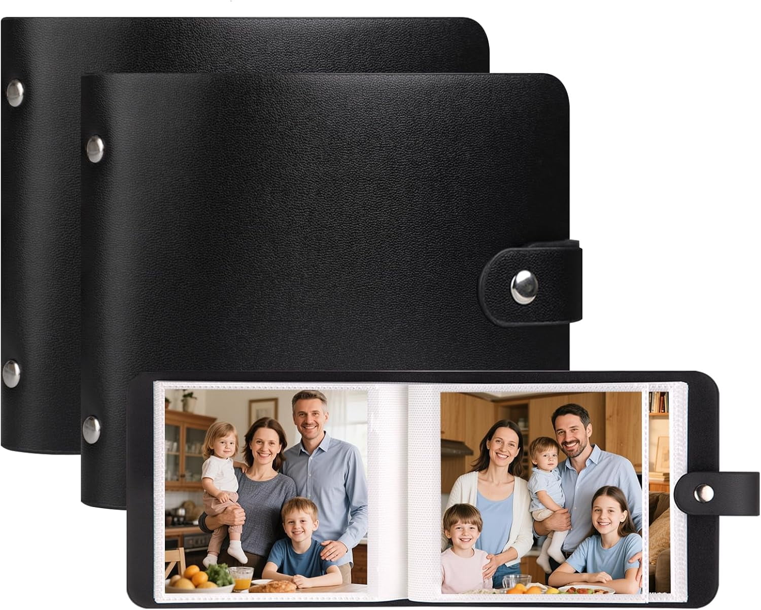 2 Pack Small Photo Album 4x4 Hold 64 Photo Leather Cover, 4 X 4 Album ...