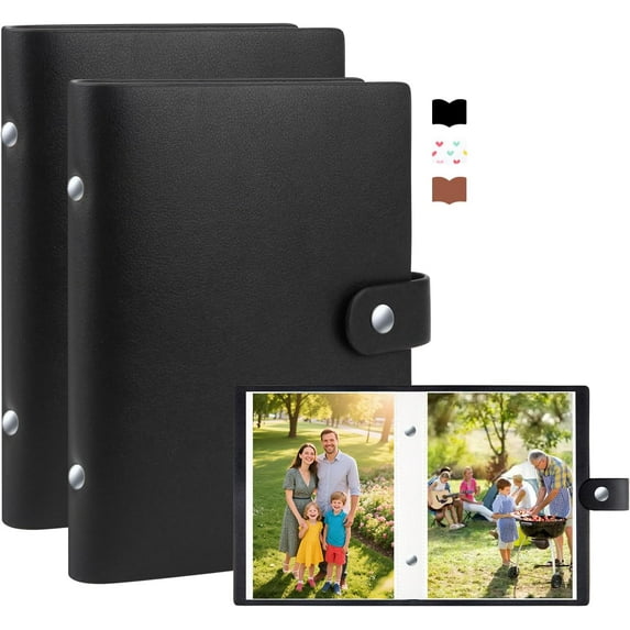 2 Pack Small Photo Album 5x7 Holds 52 Pictures Leather Cover 5 x 7 ...