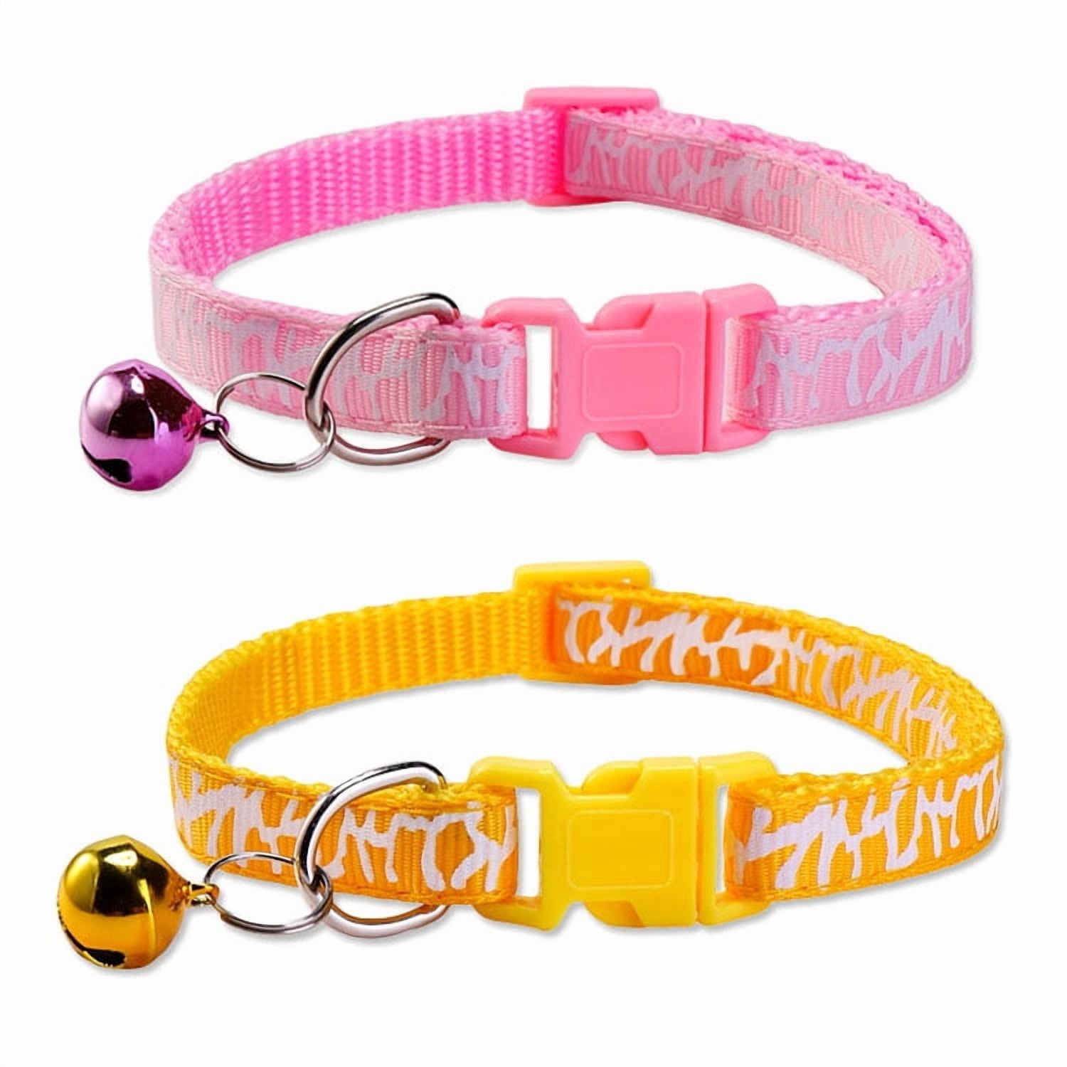 2 Pack Small Puppy Polyester Breakaway Dog Collars Adjustable With Bell ...