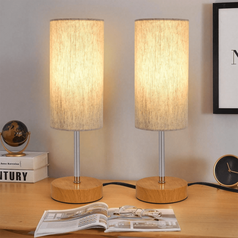2 Pack Small Table Lamps, Bedside Lamps For Nightstand With Wire Switch ...
