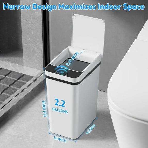 2 Pack Small Touchless Trash Can 2.2 Gallon – Automatic Motion Sensor ...