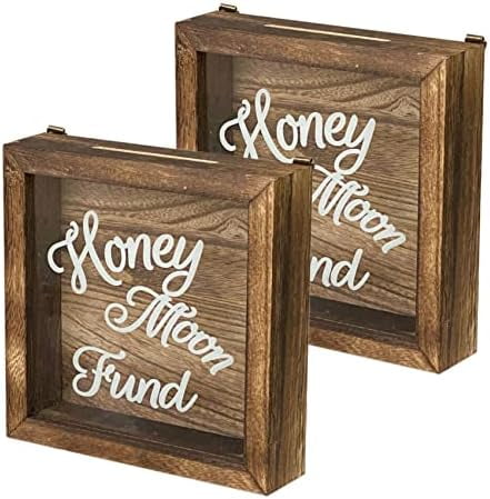 2 Pack Small Wooden Fund Box Rustic Wood Honeymoon Fund Box Wood Shadow ...