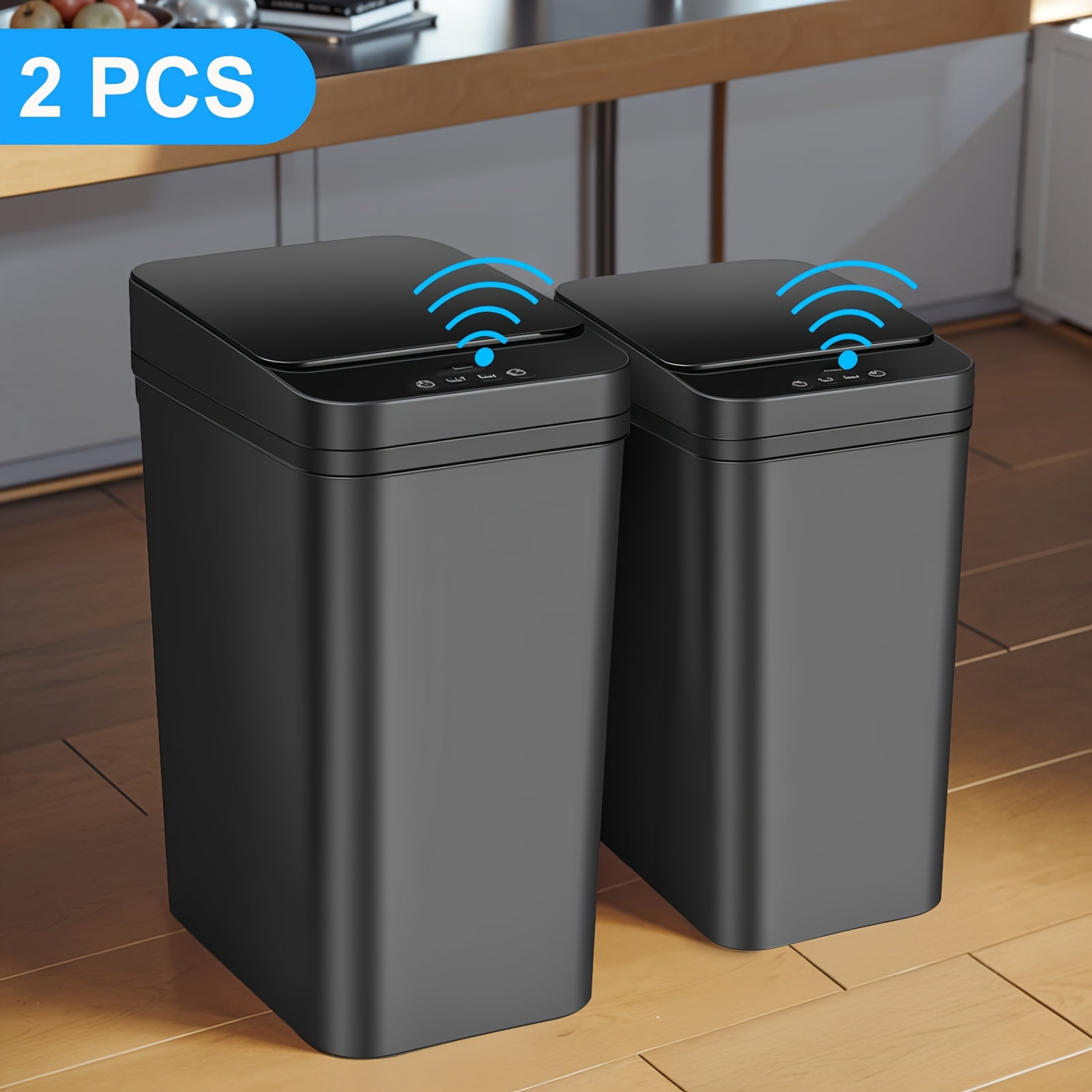 2-Pack Smart Sensor Trash Cans - 4 Gal & 2.8 Gal Touchless Bins ...