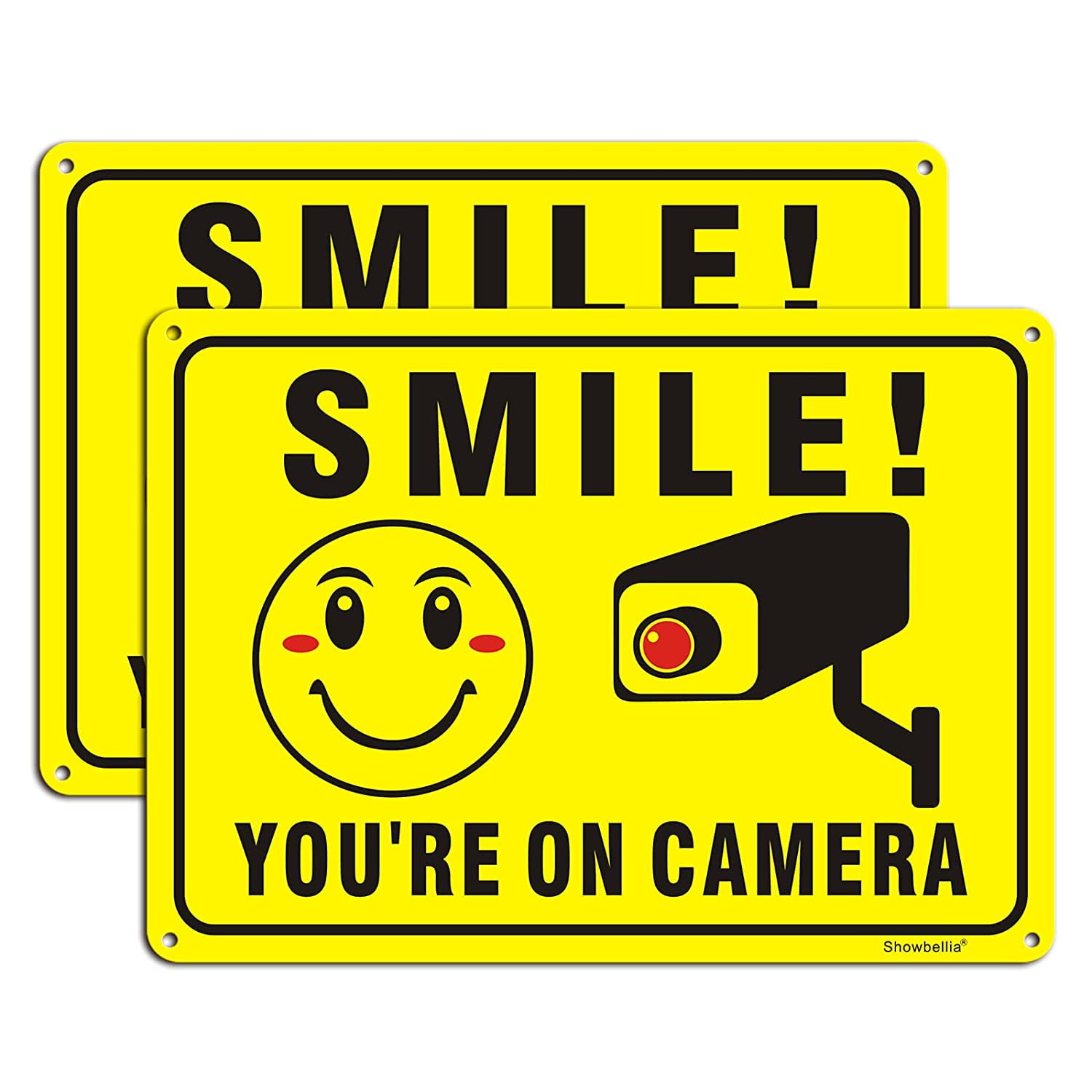 2 Pack Smile You're On Camera Video Surveillance Sign - Rust-free ...