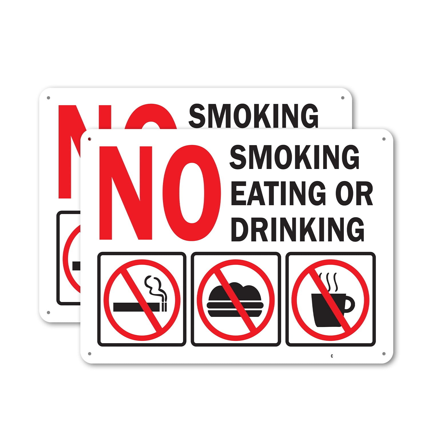 (2 Pack) No Smoking Eating or Drinking with Graphic OSHA ANSI Sign 14 ...