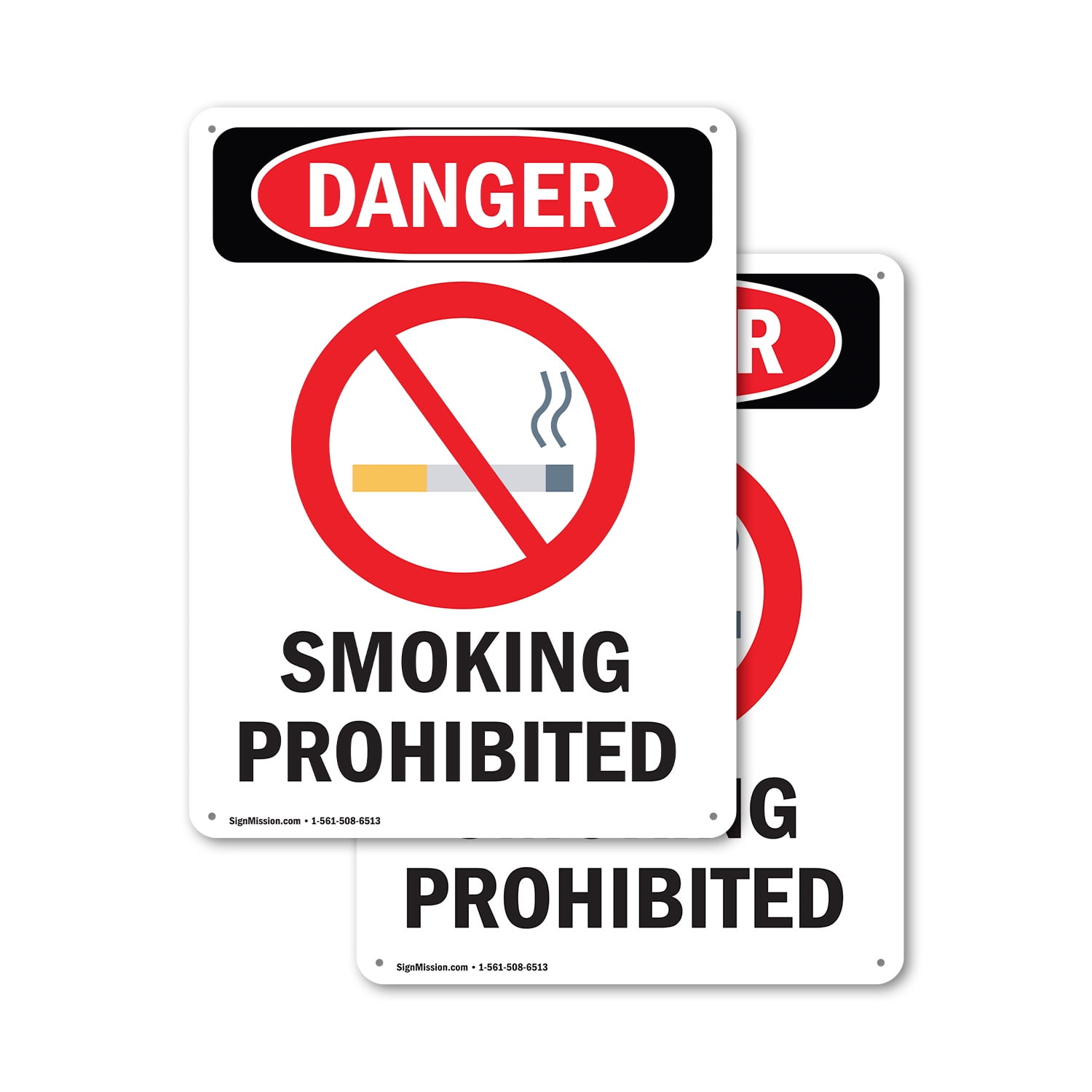 (2 Pack) Smoking Prohibited OSHA Danger Sign 18 Inch X 24 Inch Plastic ...