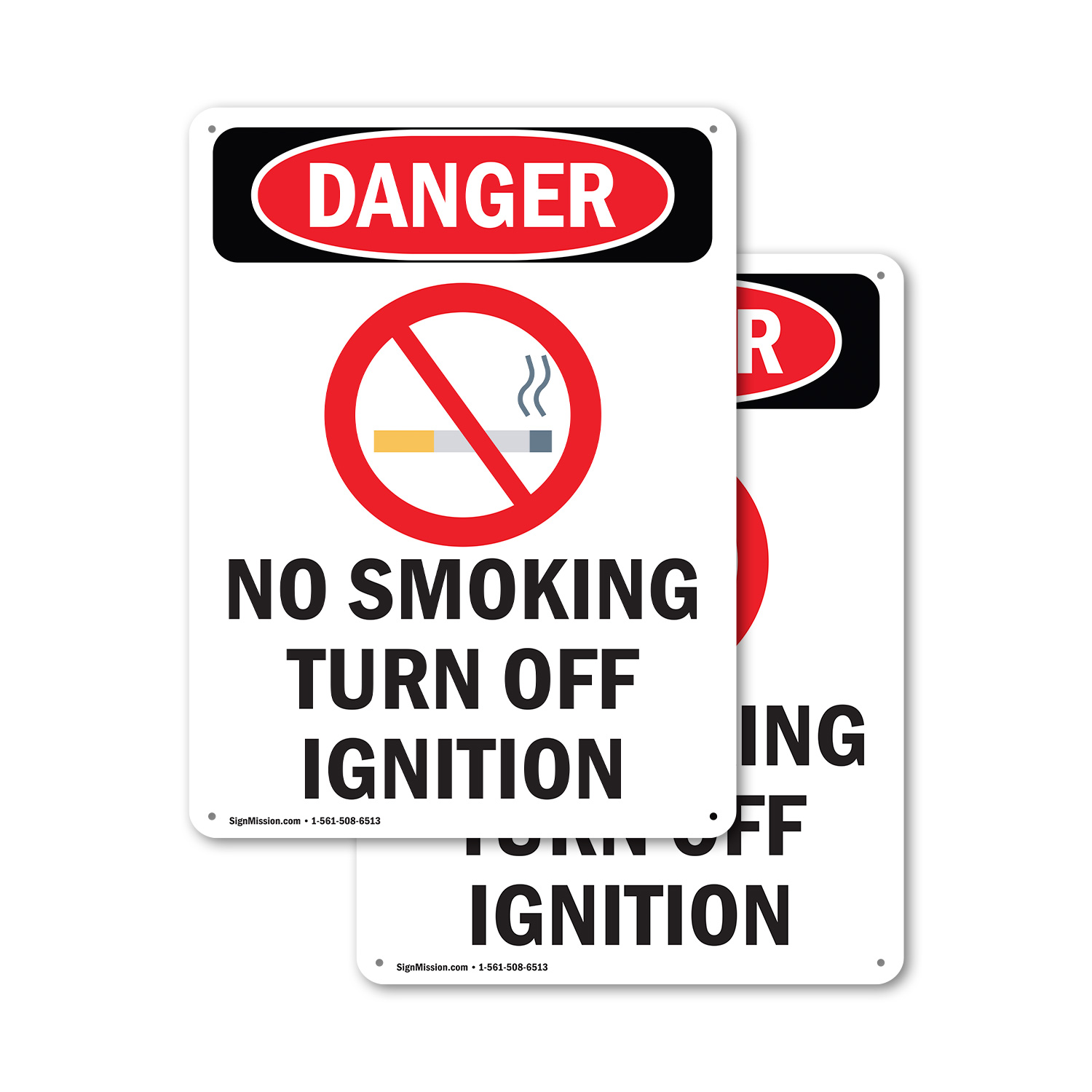 (2 Pack) No Smoking Turn Off Ignition OSHA Danger Sign 10 Inch X 14 ...