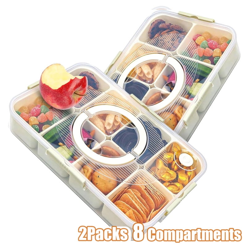 2 Pack Snack Box Container, Dishwasher Fruit Snack Containers, Divided ...