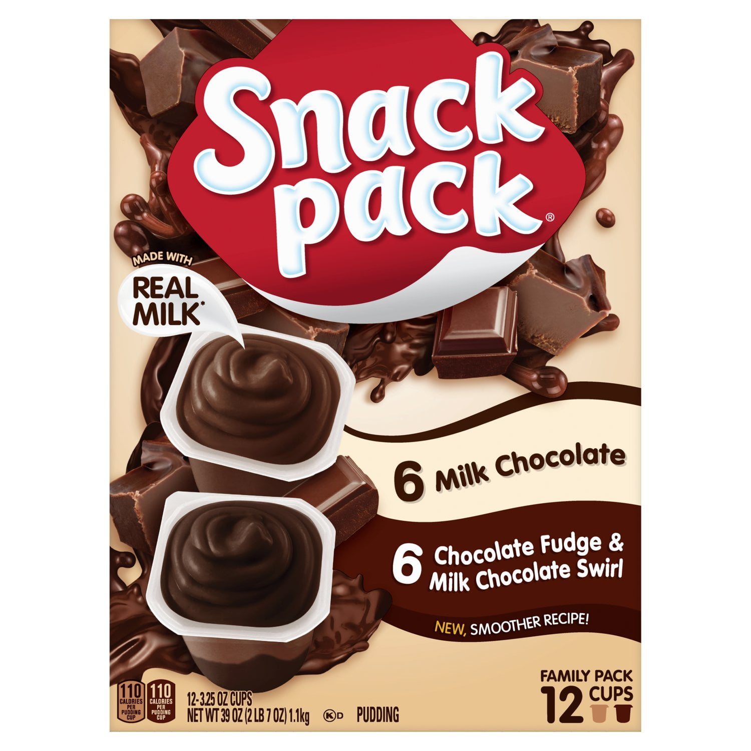 2 Pack - Snack Pack Pudding Chocolate Lovers Family Pack 12 ct 30 oz ...