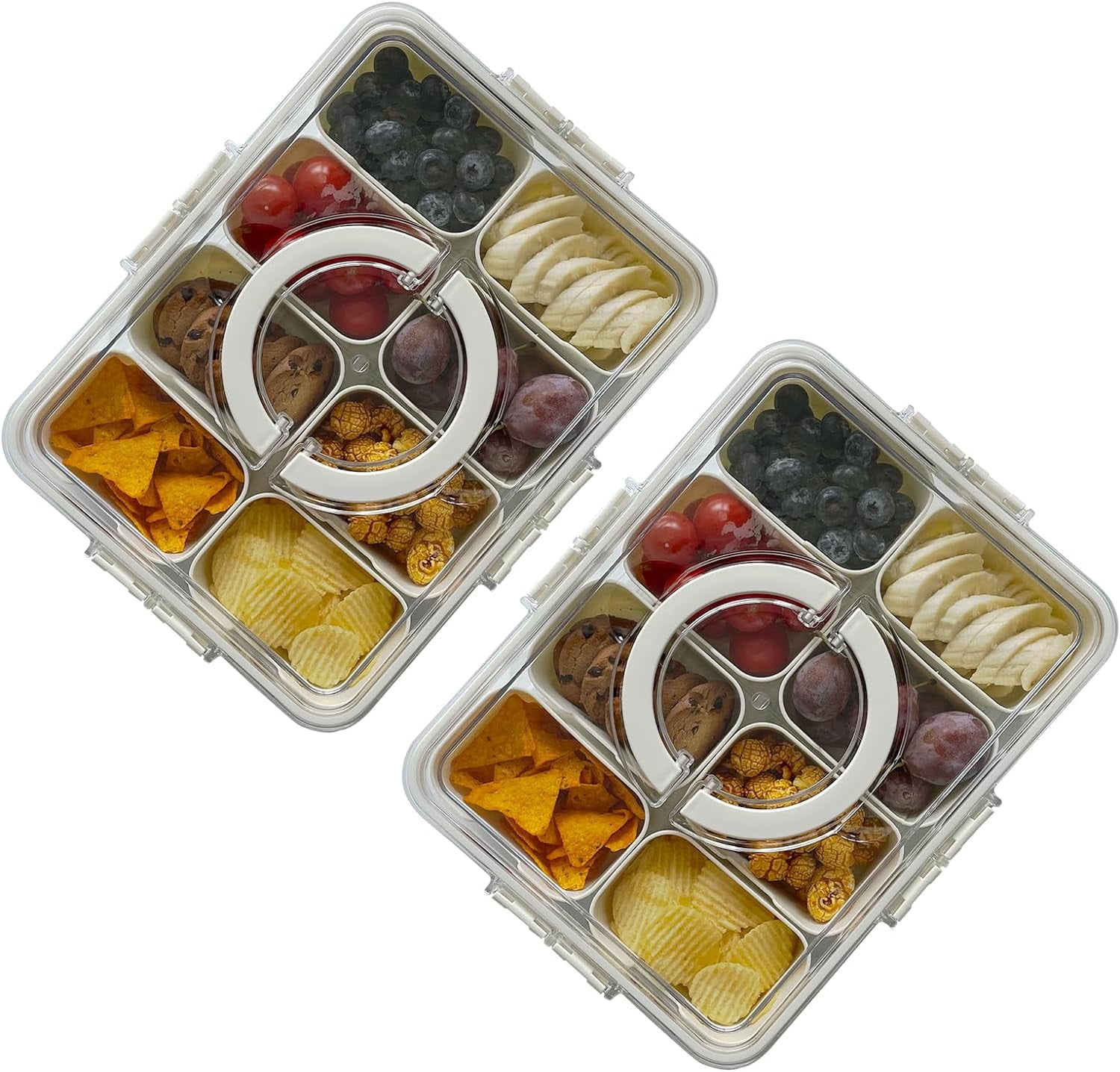 2 Pack Snackle Box Charcuterie Container | Divided Serving Tray with ...