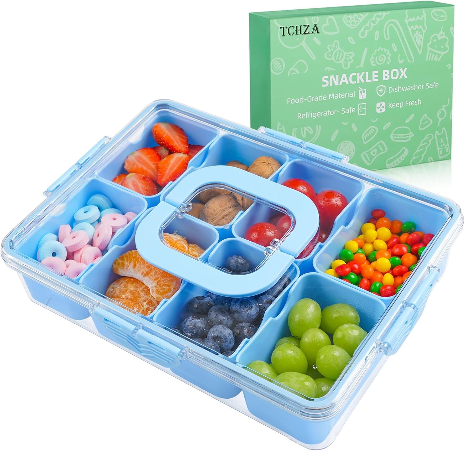 2 Pack Snackle Box Container - Dishwasher Safety Divided, Serving Tray ...