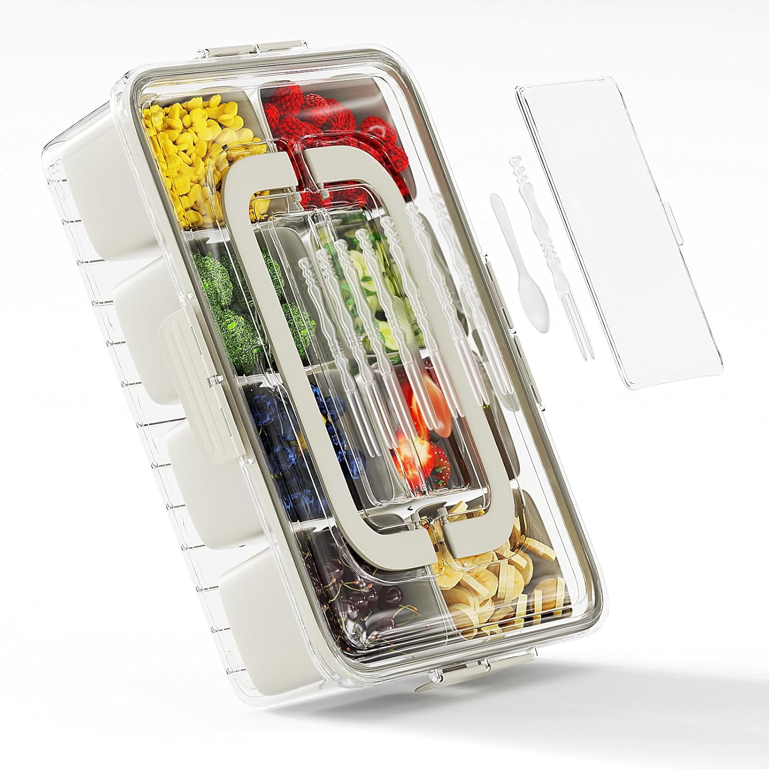 2-Pack Snackle Box Container, Divided Serving Tray with Lid and Handle ...