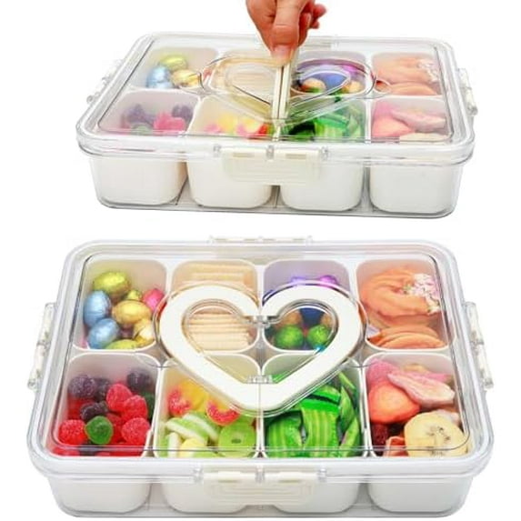 2 Pack Snackle Box Container,snack box-Divided Serving Tray with Lid ...
