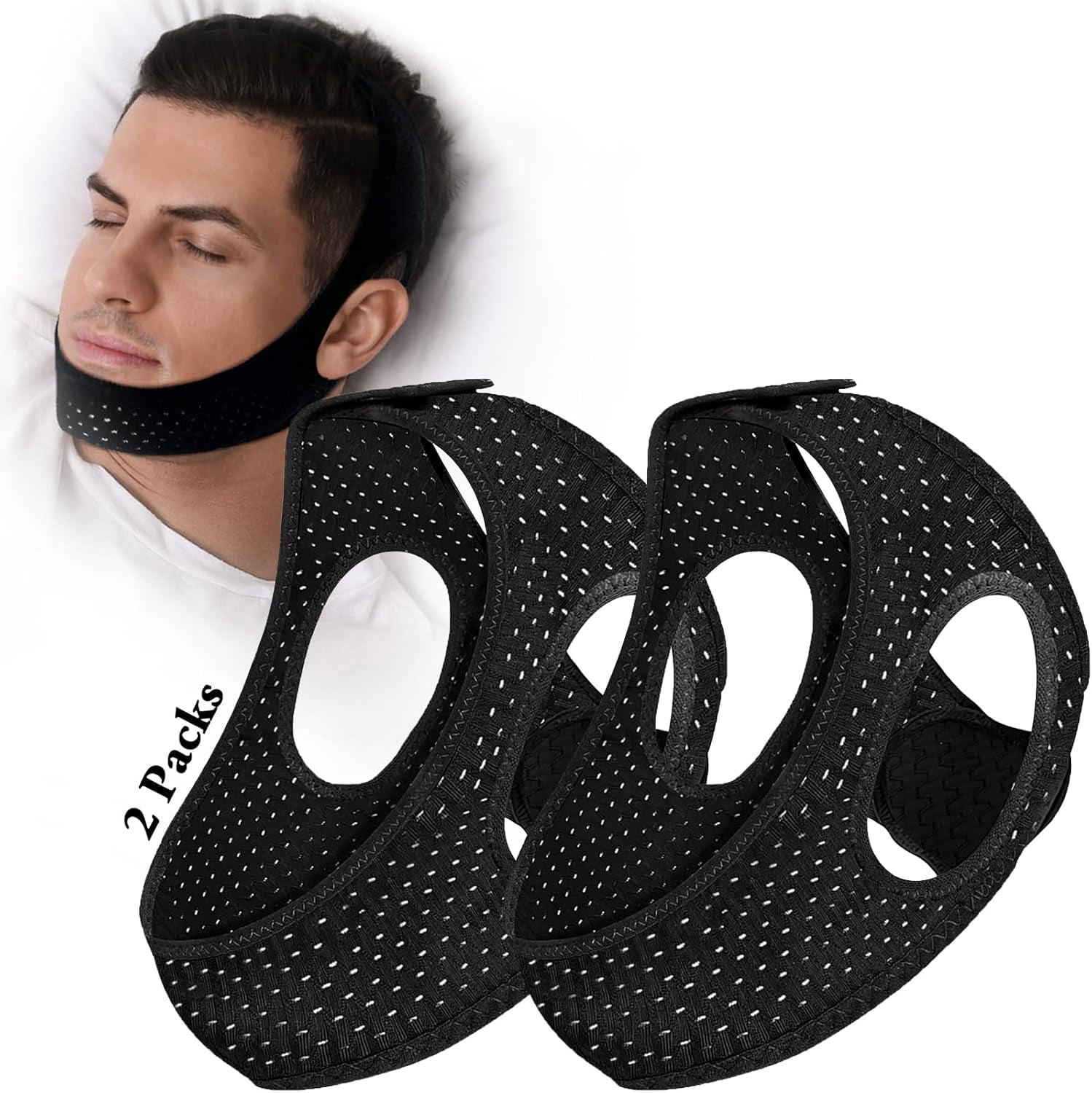 2-Pack Snoring Stopper Chin Strap for Sleeping, Jaw Support for Mouth ...