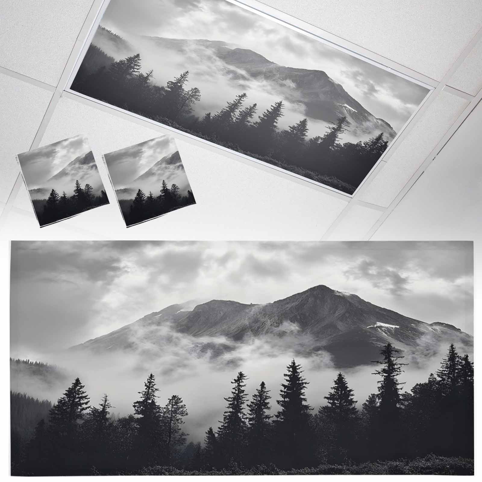 2 Pack Snow Mountain Fluorescent Light Covers for Ceiling Lights Nature ...