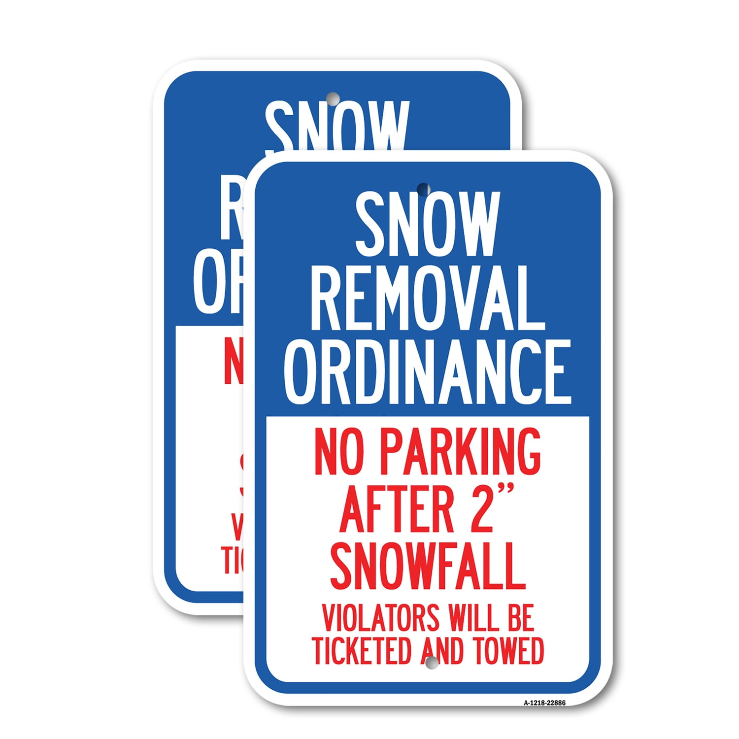 (2 Pack) Snow Removal Ordinance - No Parking After 2 Snowfall | 12" X ...