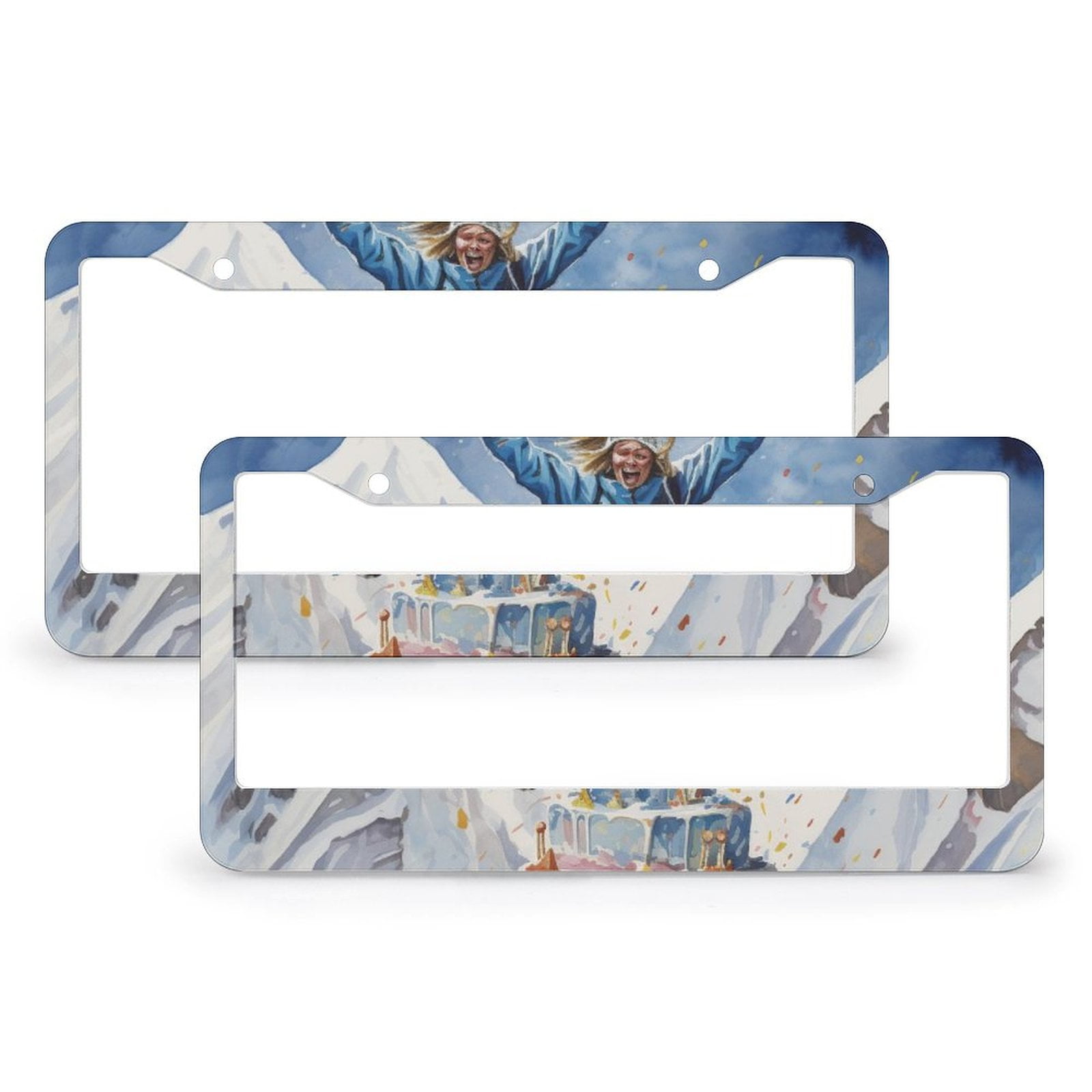 2 Pack Snowboarder Birthday Party Art Print License Plate Frames ...