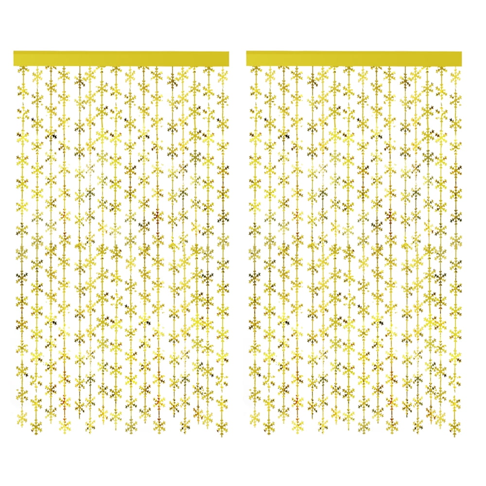 2 Pack Snowflake Metallic Tinsel Curtains Winter Frozen Theme Party ...