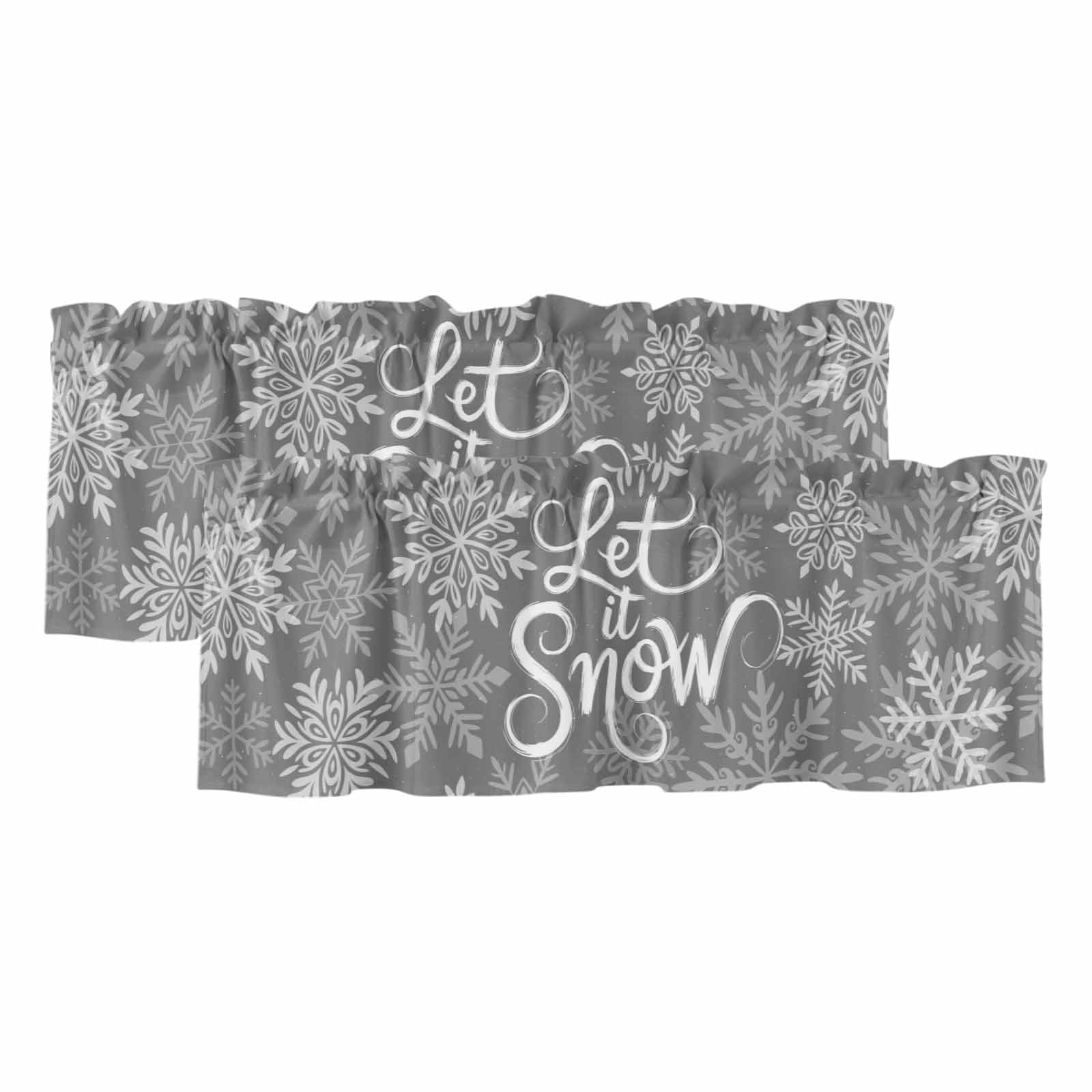 2 Pack Snowflakes Valances for Windows Bedroom Living Room Window ...