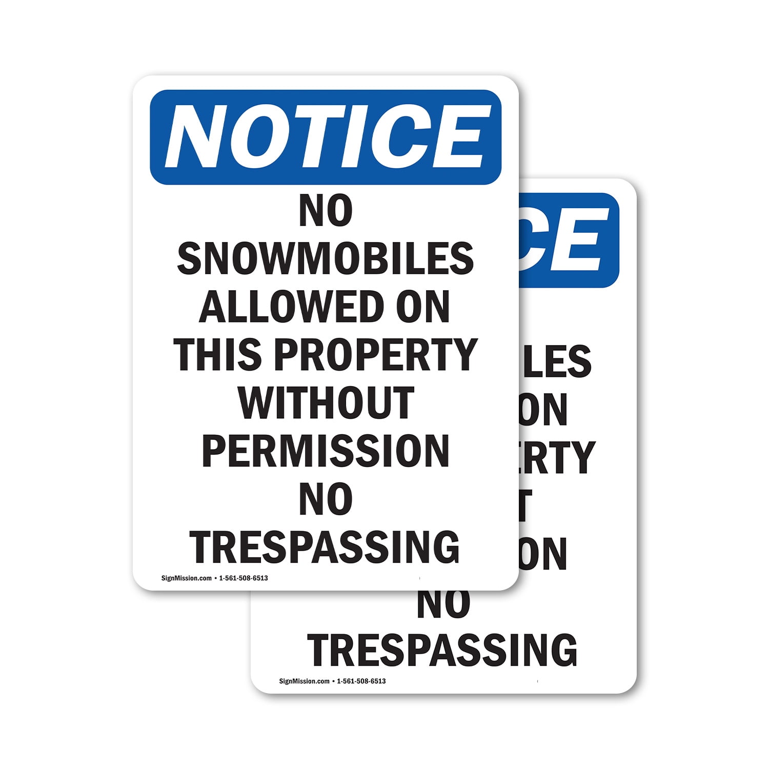 (2 Pack) No Snowmobiles Allowed On This OSHA Notice Sign 10 Inch X 14 ...
