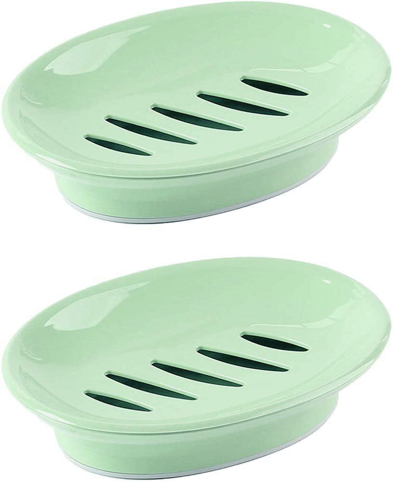 2 Pack Soap Dish With Drain Soap Holder Easy Cleaning Soap Saver Dry Stop Mushy Soap Tray For
