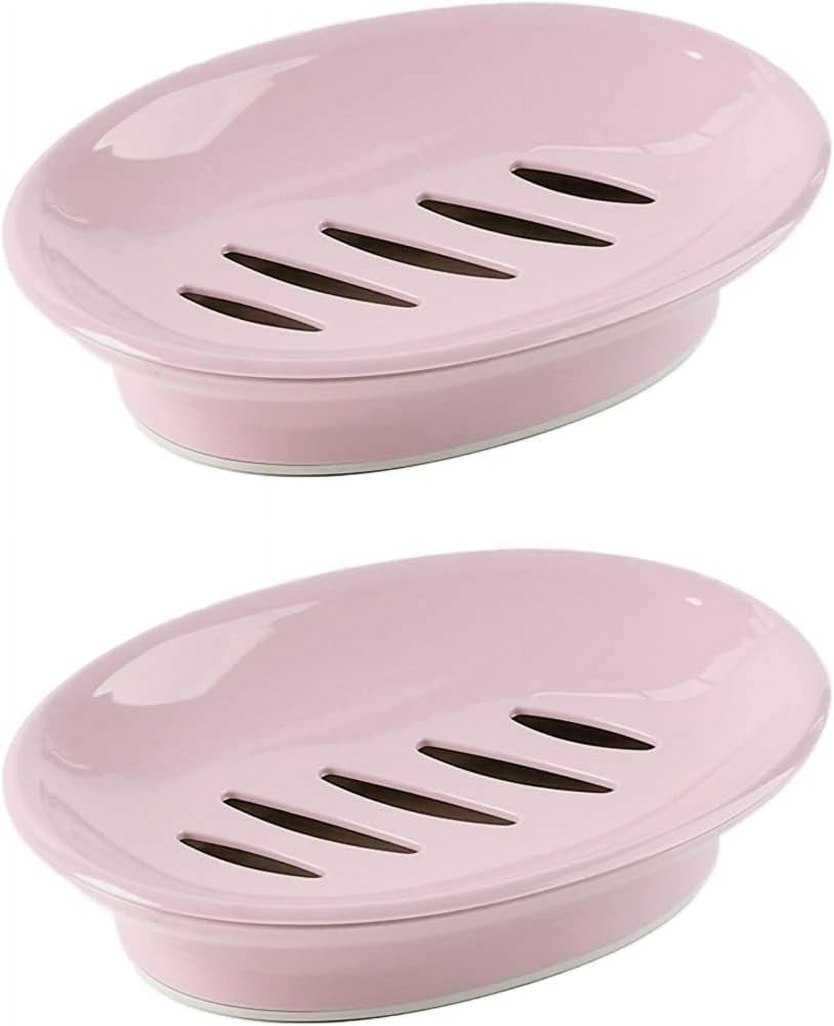 2-Pack Soap Dish with Drain Plastic Sponge Holder Easy Cleaning Soap ...