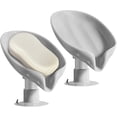 2 Pack Soap Holder Self Draining Soap Dish Sponge Holder Suction Cup ...