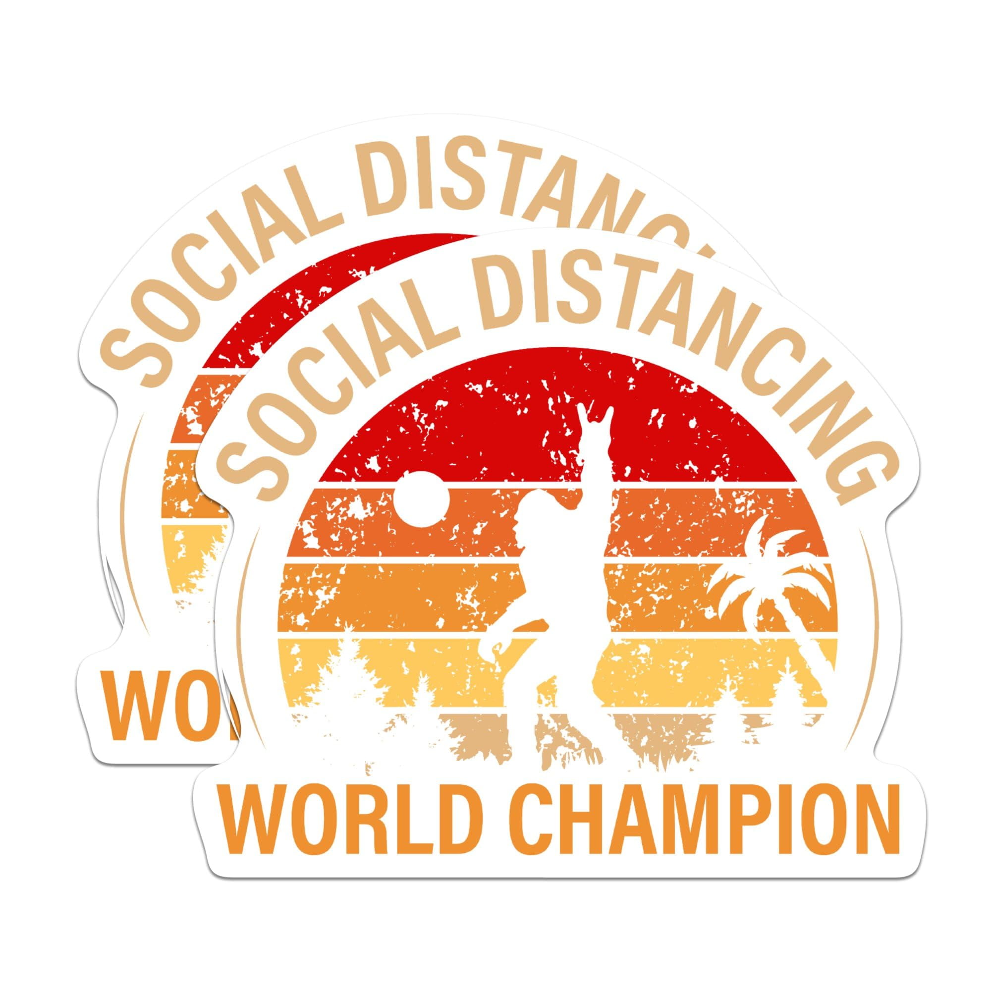 (2 Pack) Social Distancing World Champion Stickers - Funny Bigfoot ...