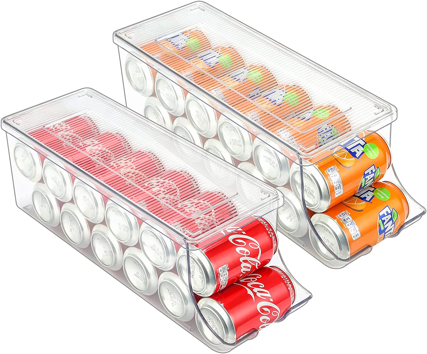 2 Pack Soda Can Organizer Dispenser for Refrigerator, Clear Plastic ...