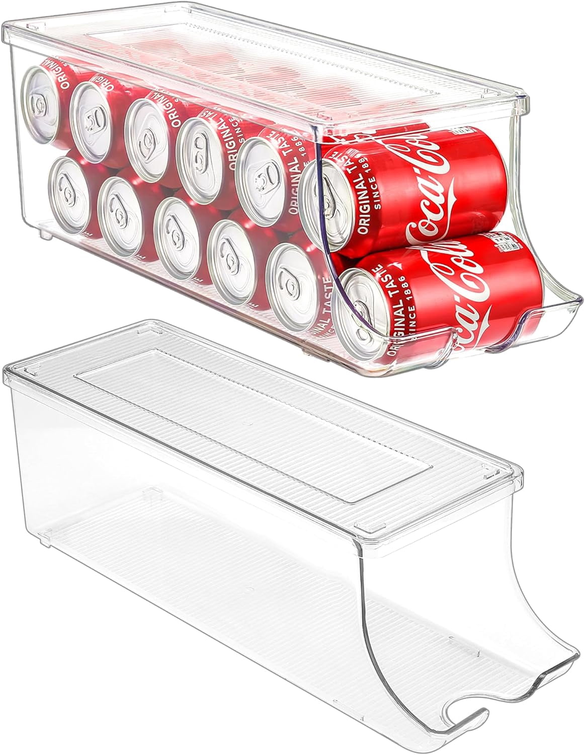 2 Pack Soda Can Organizer Dispenser for Refrigerator, Clear Plastic ...