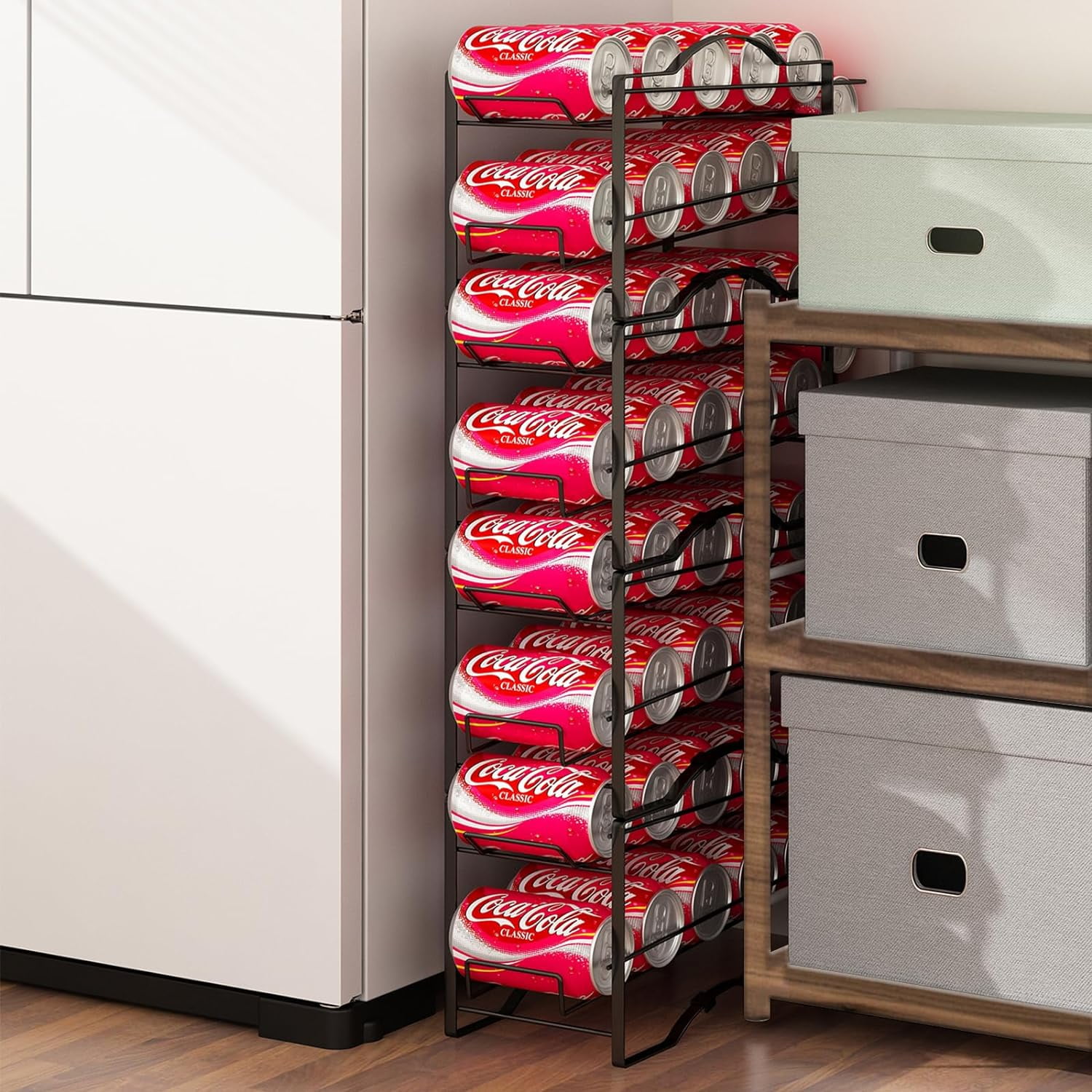 2 Pack Soda Can Organizer Rack for Pantry, Stackable Beverage Soda Can ...