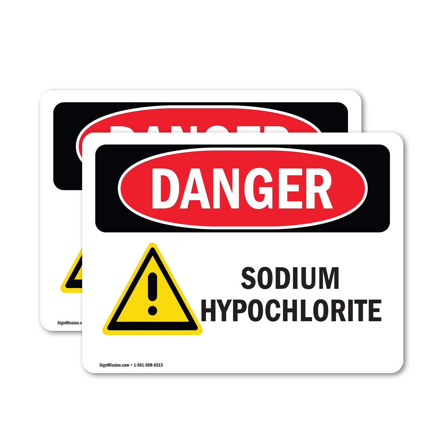 (2 Pack) Sodium Hypochlorite OSHA Danger Sign 18 Inch X 12 Inch Vinyl ...