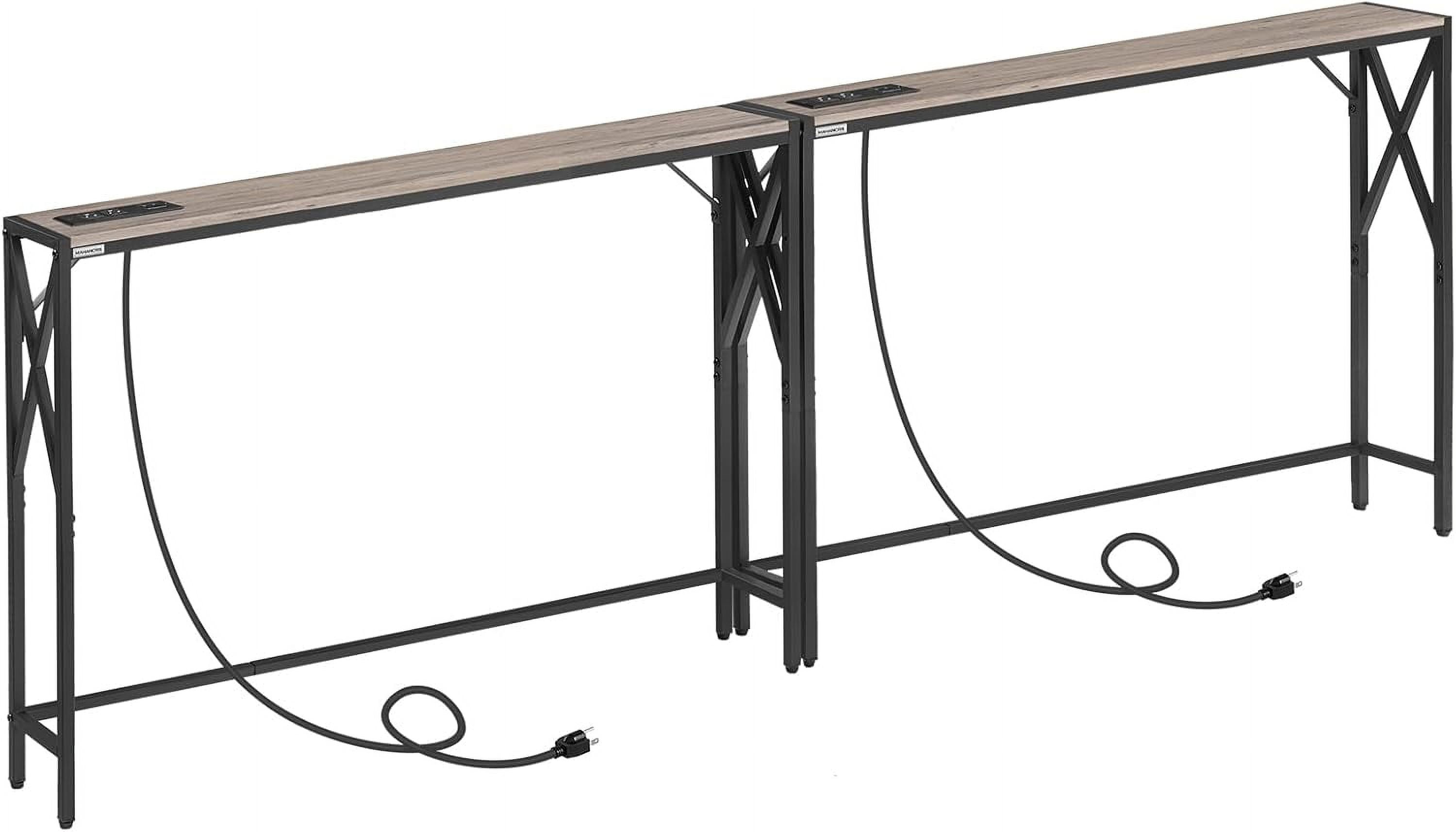 2 Pack Sofa Table with Charging Station, 39.4” Console Table, Narrow ...