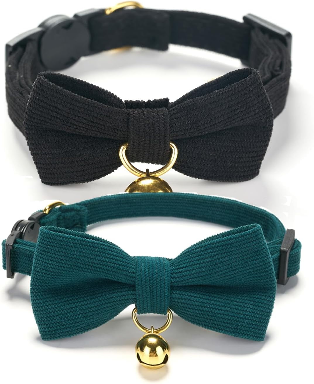 2 Pack Soft Corduroy Cat Collars with Bow Tie & Bell, Adjustable ...