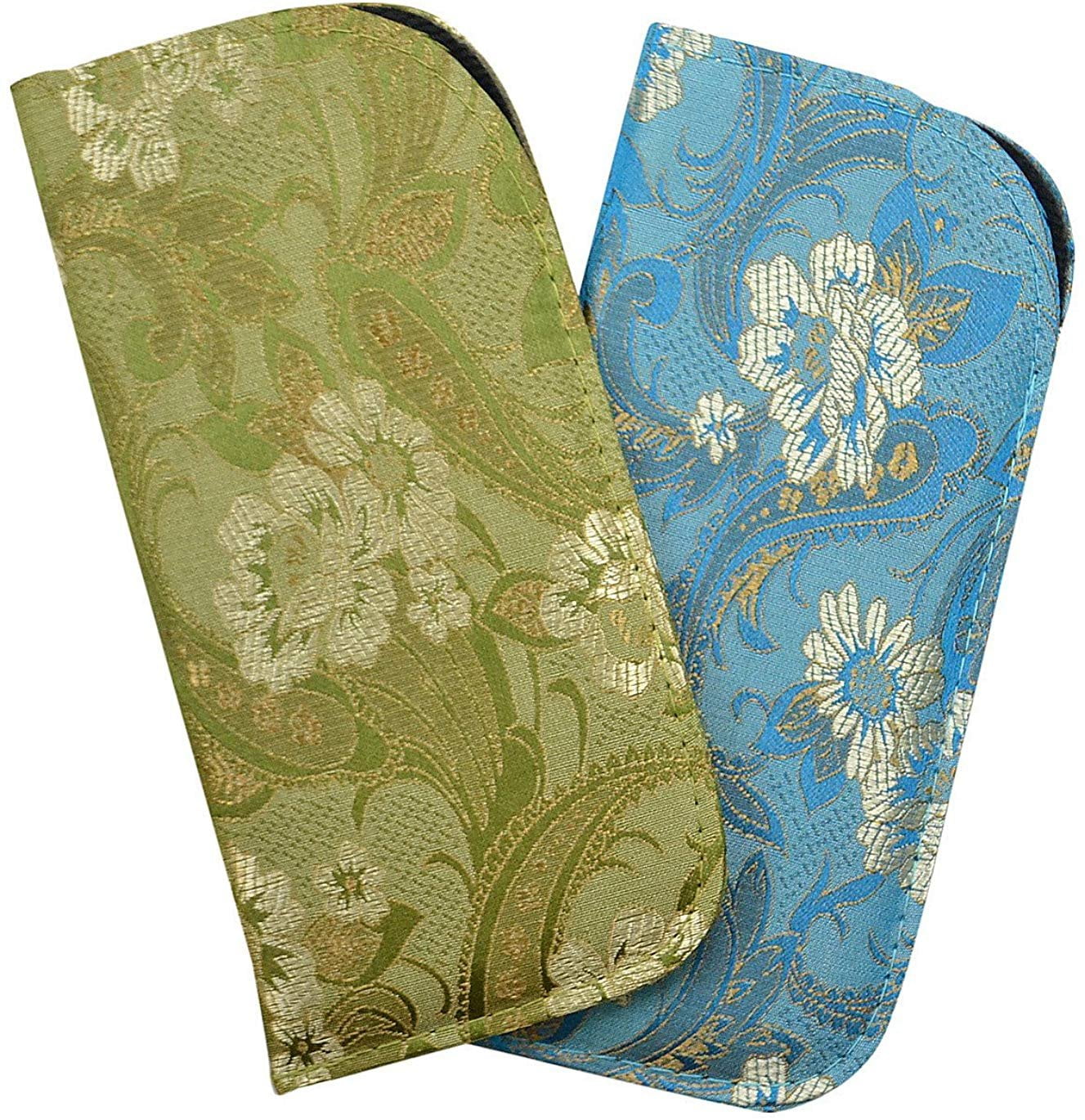 2 Pack Soft Eyeglass Slip Case For Women - Floral Paisley In Sage Green ...