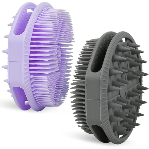 2-Pack Soft Silicone Dual-Sided Body Scrubber & Loofah | Gentle ...